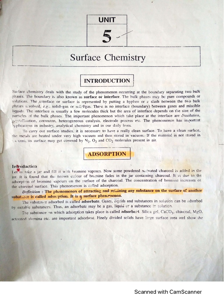 Notes of Surface Chemistry | PDF