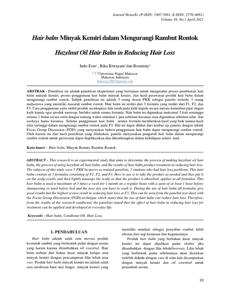 Hair Balm Minyak Kemiri untuk Rambut Rontok | PDF | Kesehatan Holistik