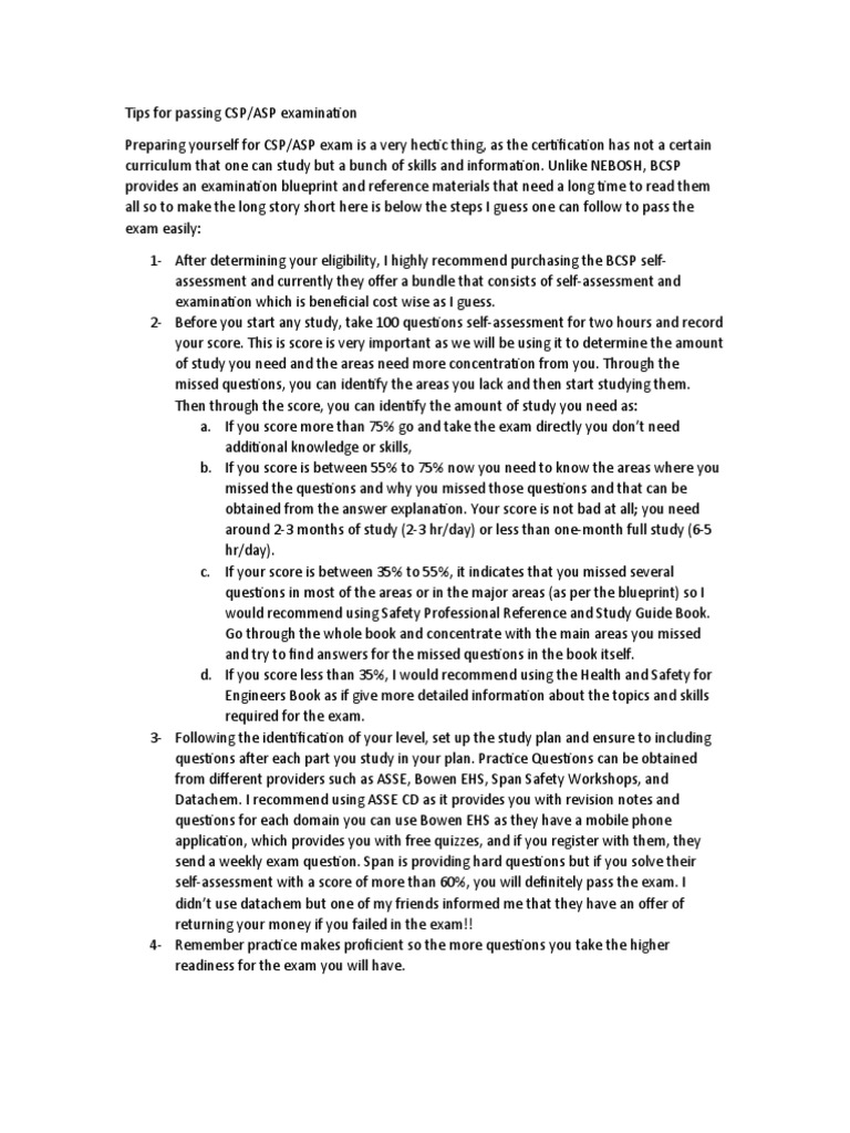 A Step-by-Step Guide to Passing the CSP/ASP Examination: Tips for ...