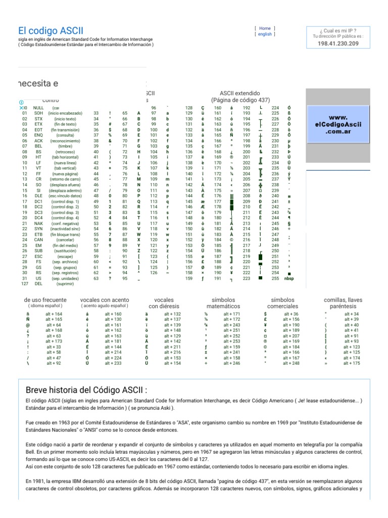 Código Ascii | PDF | Teclado | Comunicación escrita