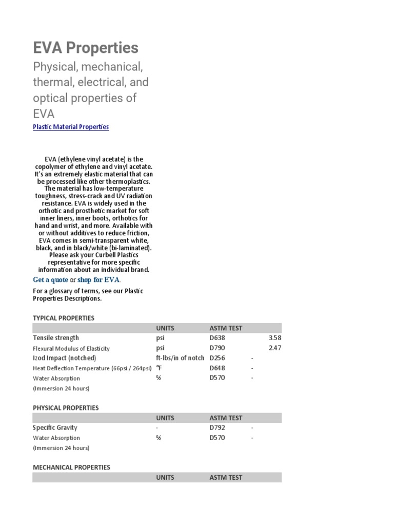 EVA Test Propeeties | PDF | Thermal Expansion | Polymer Chemistry
