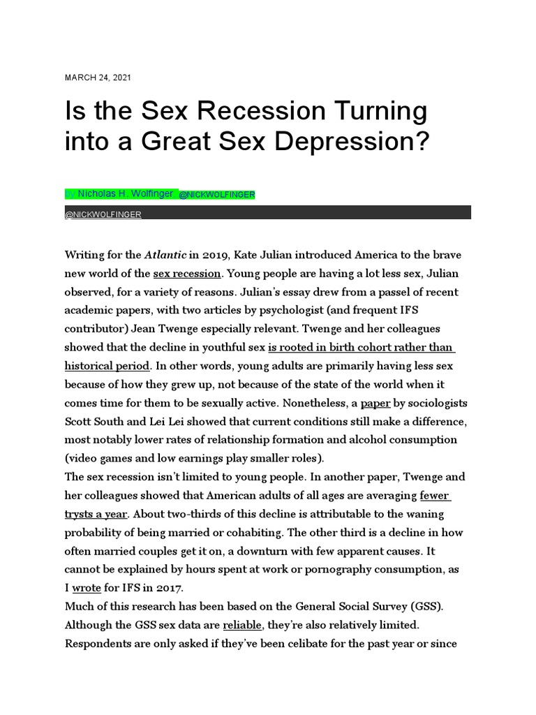 Is The Sex Recession Turning Into A Great Sex Depression Pdf