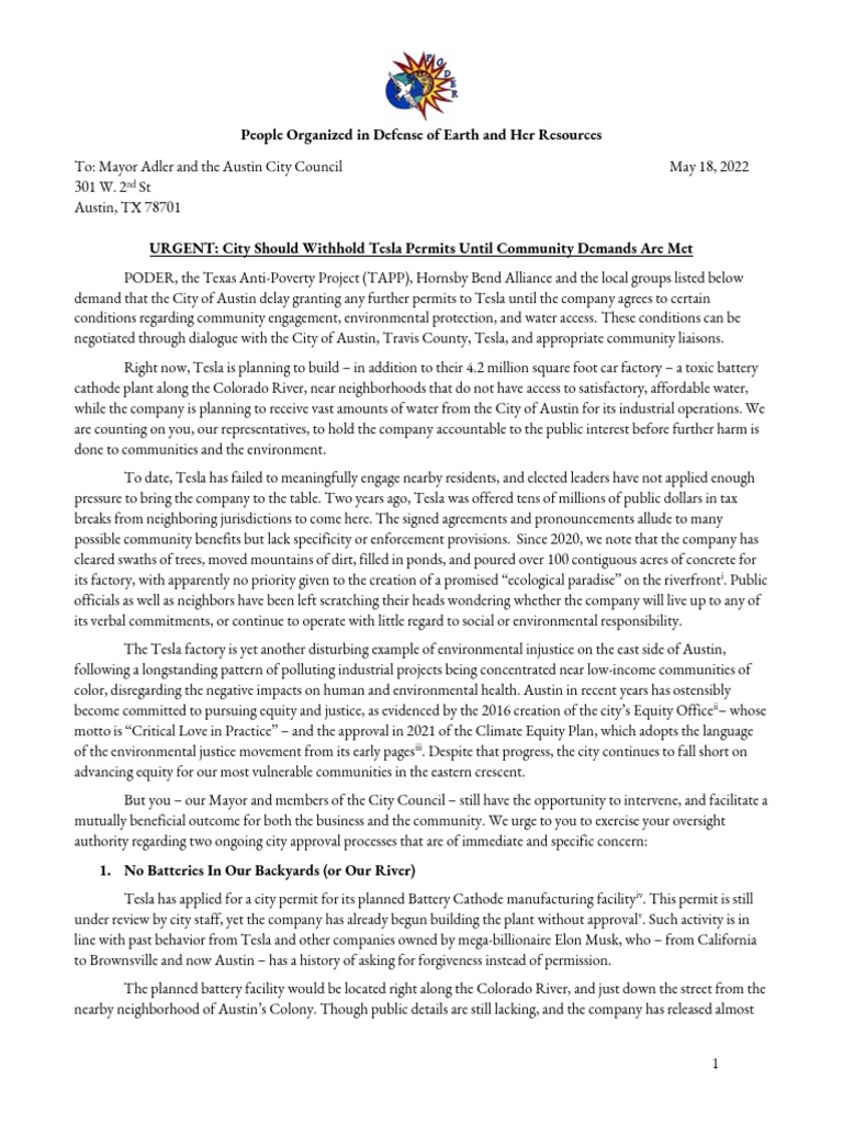 Giga Texas Vs Envt Groups Letter | PDF | Water | Lithium