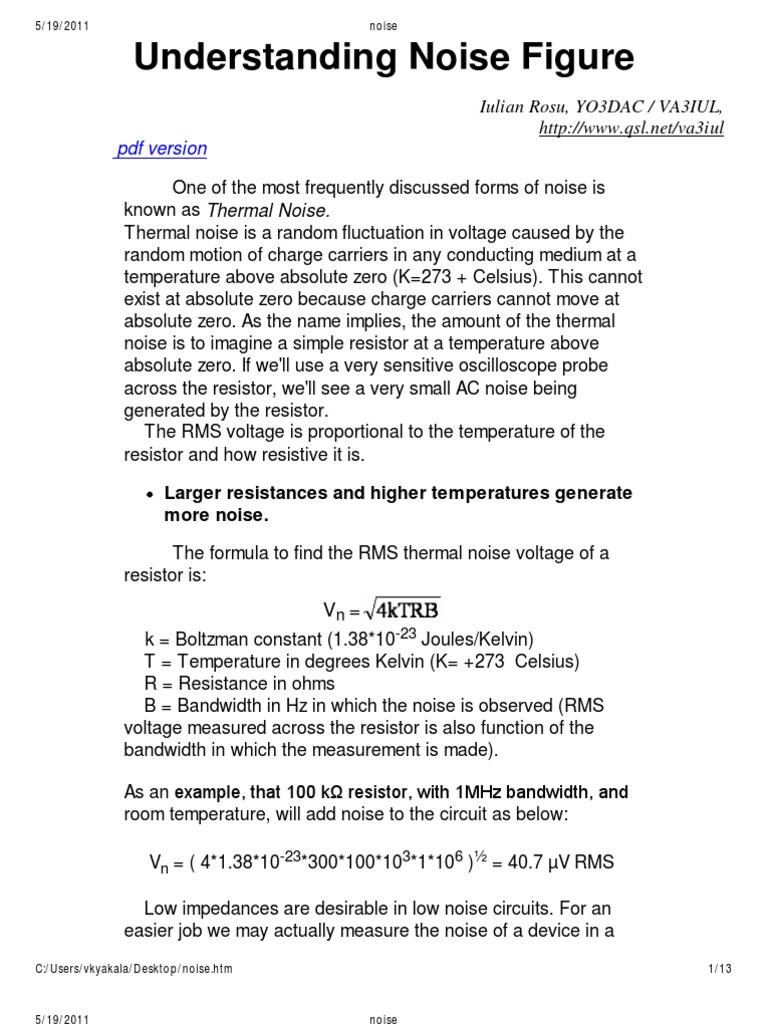 Understanding Thermal Noise and Noise Figure | PDF