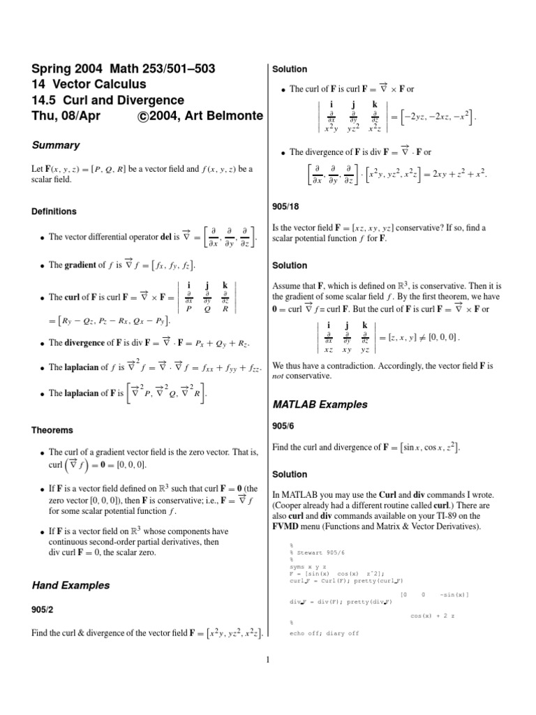 Curl Matlab | PDF | Divergence | Linear Algebra