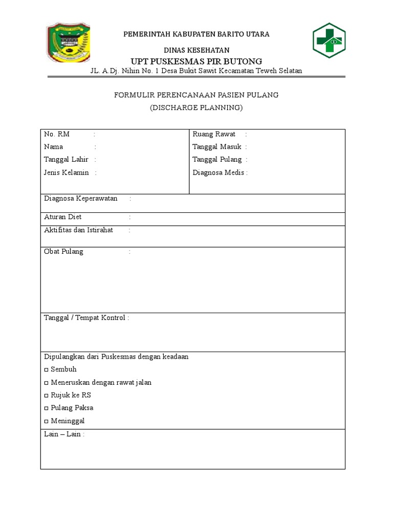 Form Perencanaan Pasien Pulang | PDF