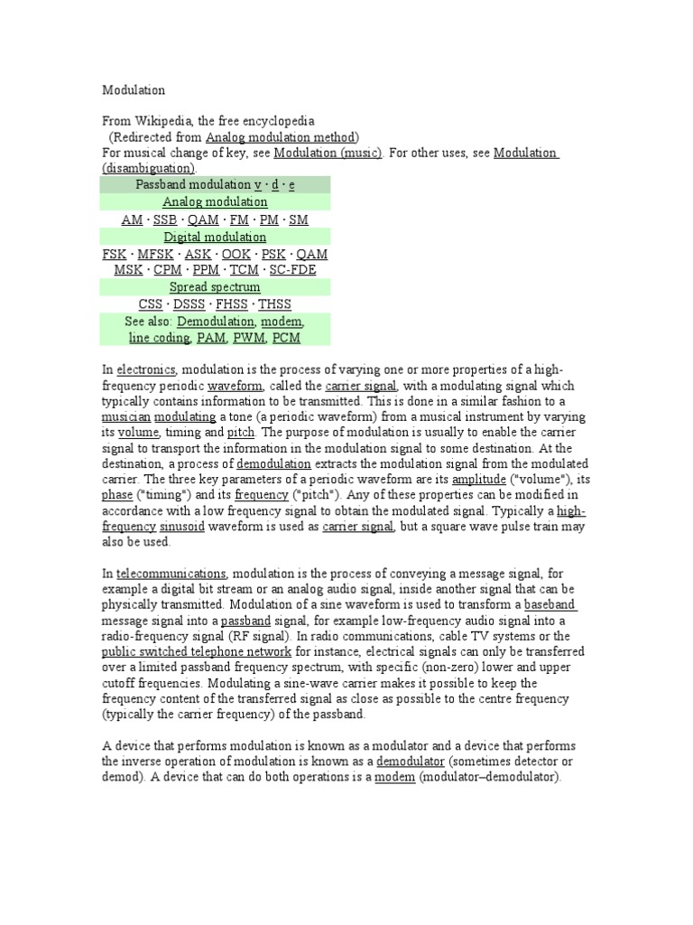 Modulation | PDF | Modulation | Signal Processing
