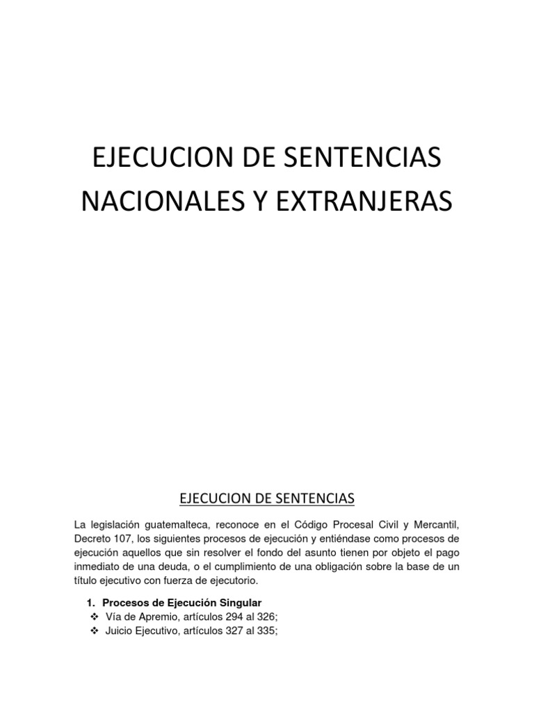 Ejecucion de Sentencias Nacionales y Extranjeras | PDF | Sentencia (ley ...