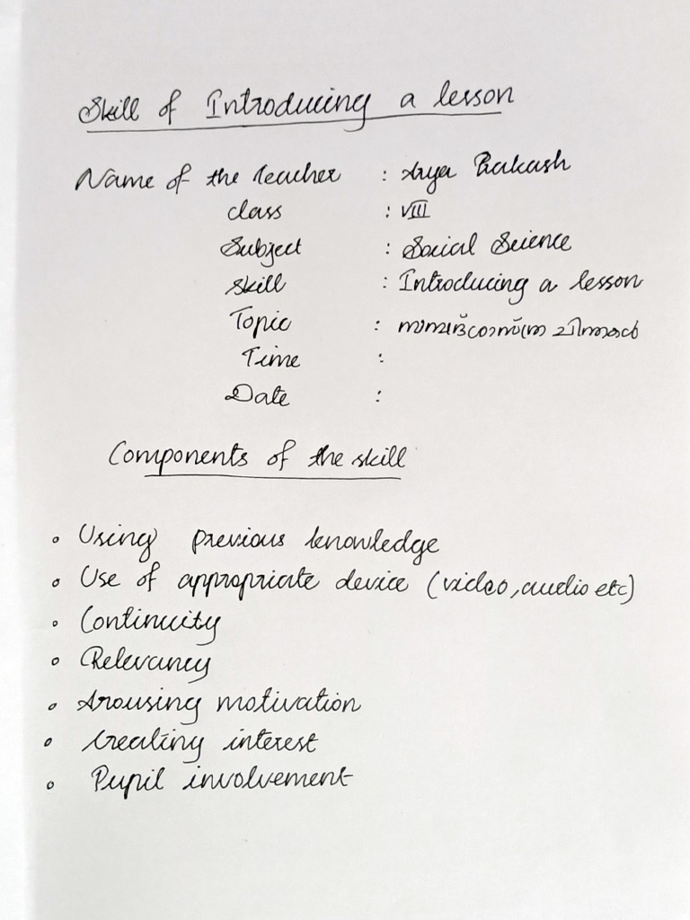 Skill of Introducing A Lesson | PDF