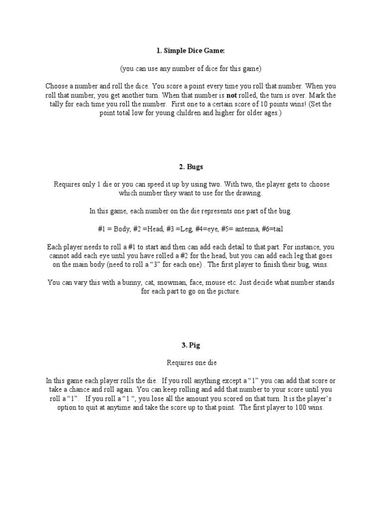 Dice Games | PDF | Dice | Tabletop Games