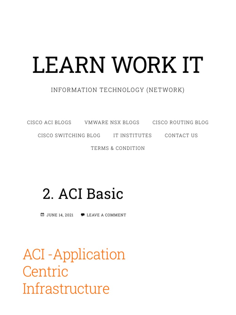 ACI Basic - LEARN WORK IT | PDF | Computer Network | Routing