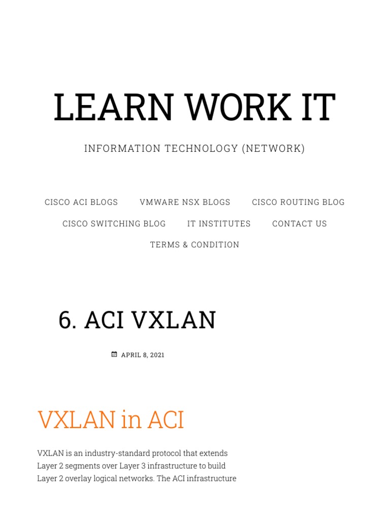 Aci Vxlan - Learn Work It | PDF | Computer Network | Internet Protocols