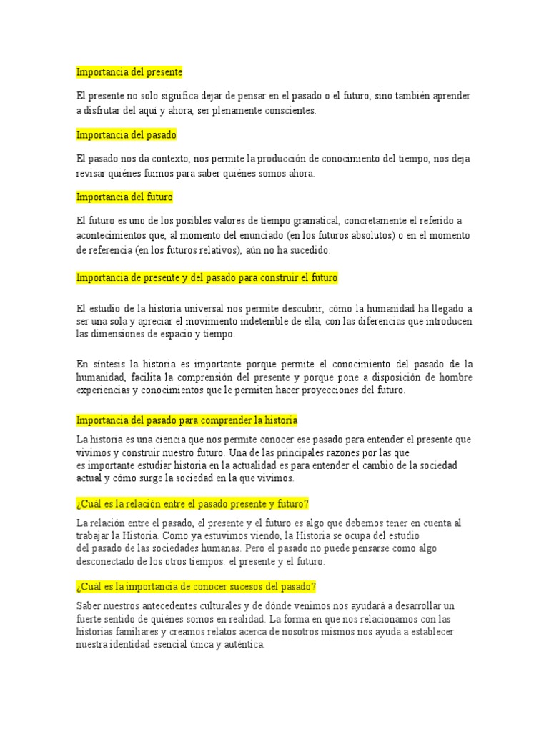 Pasado y presente: claves para el futuro | PDF | Ciencias sociales ...