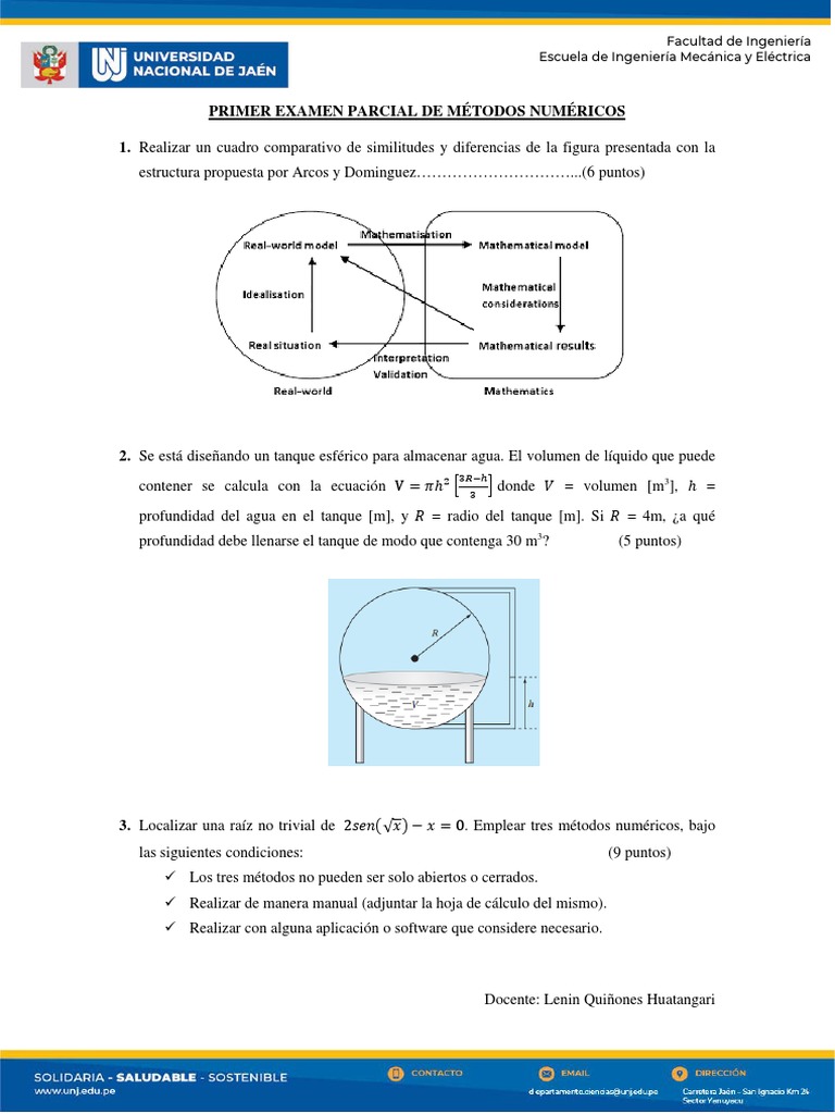 Primer Examen Parcial de Métodos Numéricos | PDF | Análisis numérico
