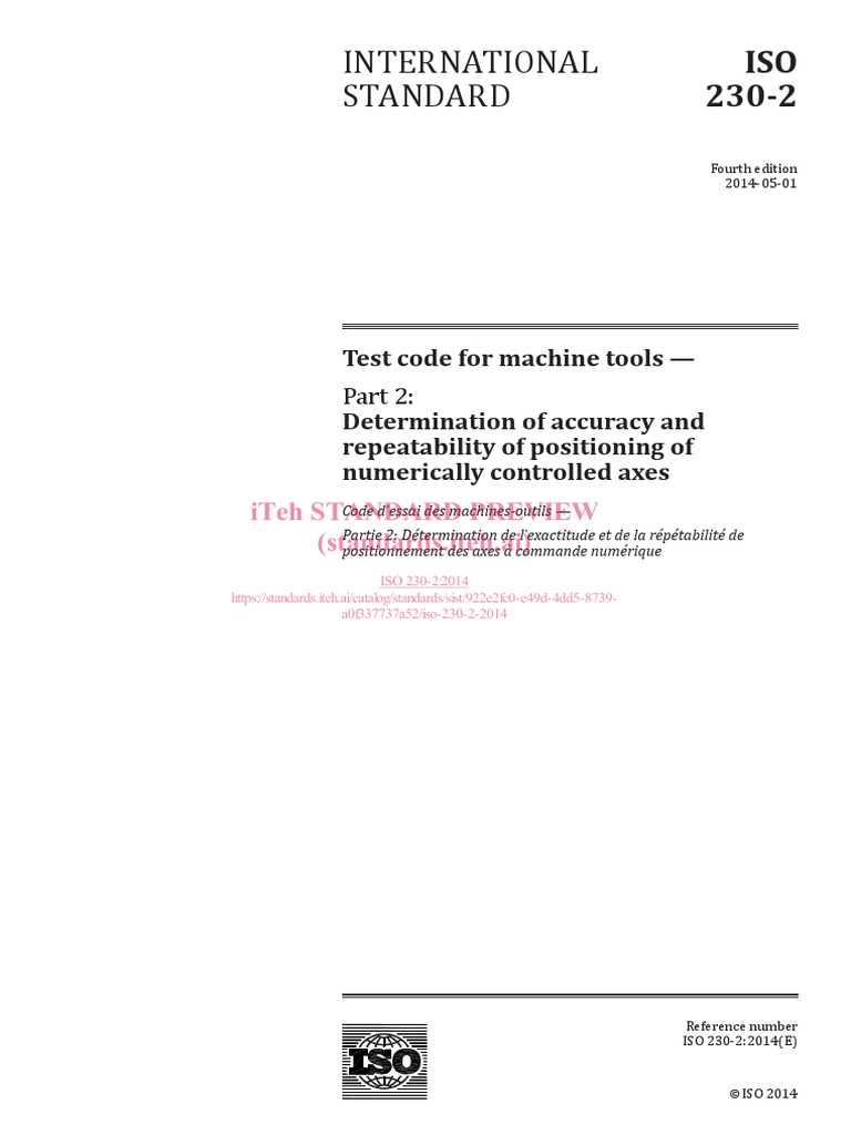 Iso 230 2 2014 | PDF | International Organization For Standardization ...
