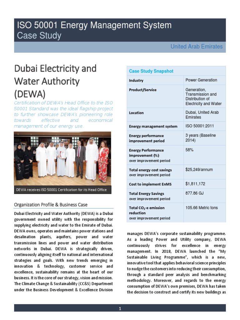 DEWA ISO 50001 Certification Case Study | PDF | Energy Management ...