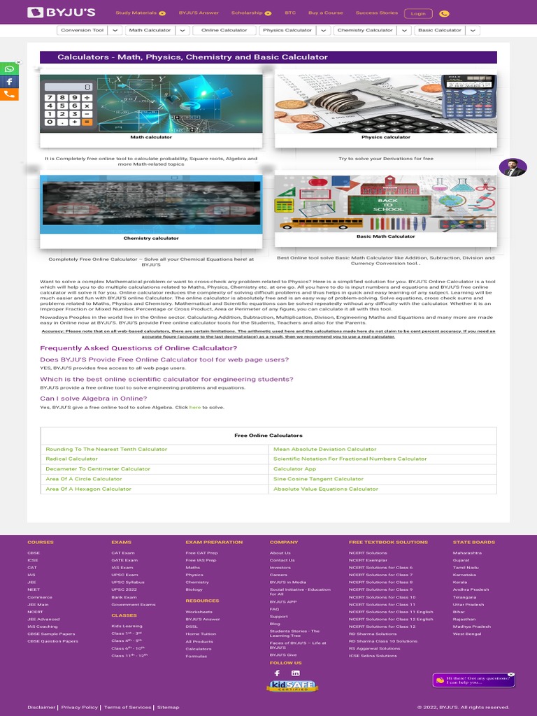 Free Online Calculators - Online Math, Physics, Chemistry Calculators ...