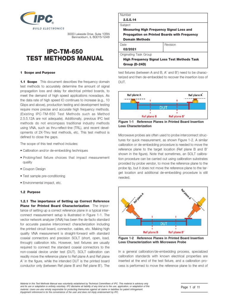 IPC-TM-650 Test Methods Manual: 3000 Lakeside Drive, Suite 105N ...