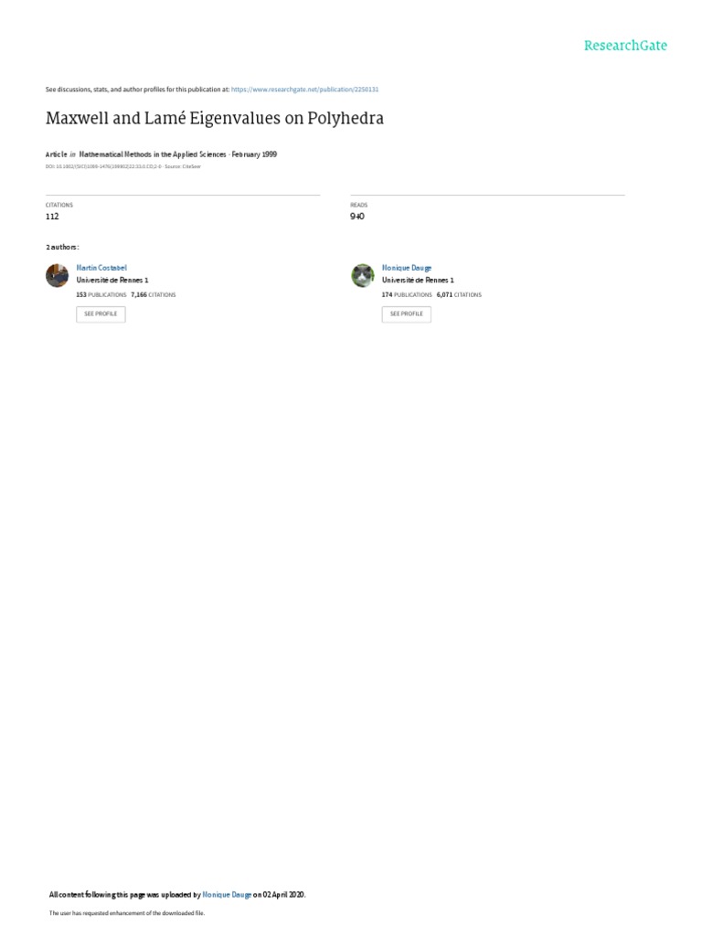Maxwell and Lame Eigenvalues On Polyhedra | PDF | Eigenvalues And ...
