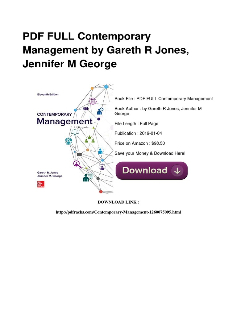 PDF FULL Contemporary Management by Gareth R Jones, Jennifer M George ...