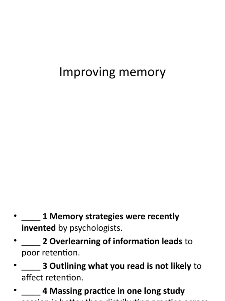 Improving Everyday Memory | PDF