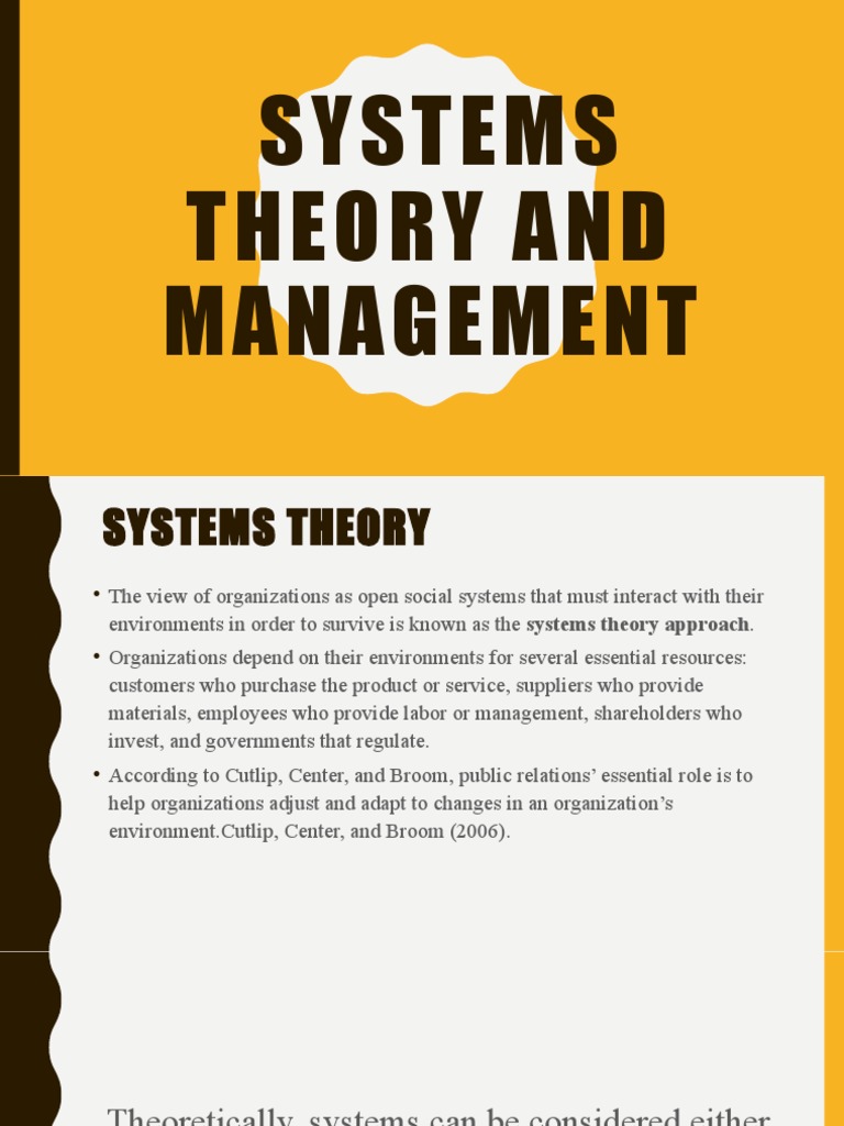 Systems Theory and Management | PDF | System | Systems Theory