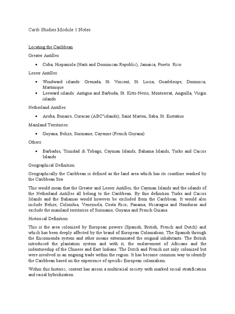 Caribbean Geography and Society Overview | PDF | Caribbean | Social ...