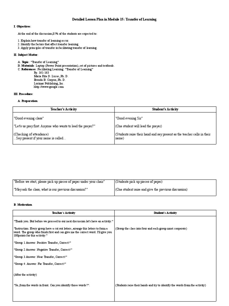 Detailed Lesson Plan in Module 15 | PDF | Learning | Teachers