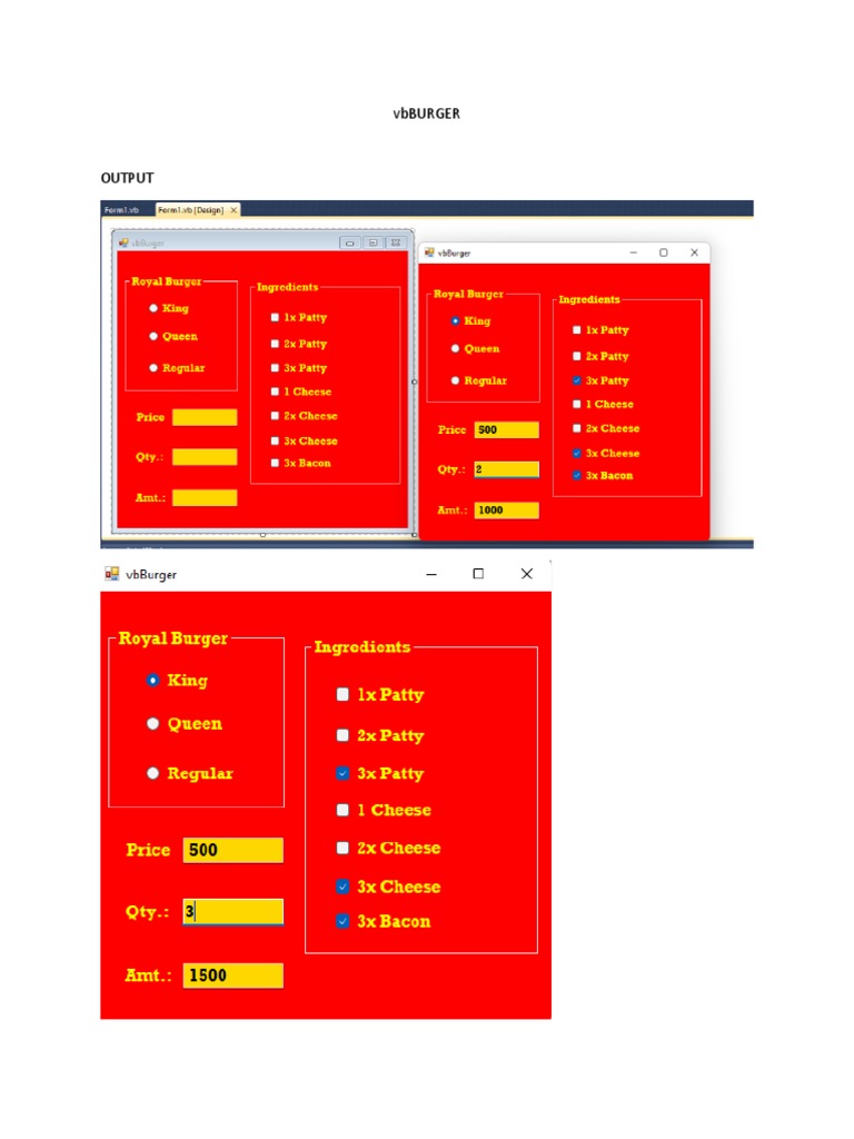 Vbnet Burger | PDF | Software Engineering | Computer Programming