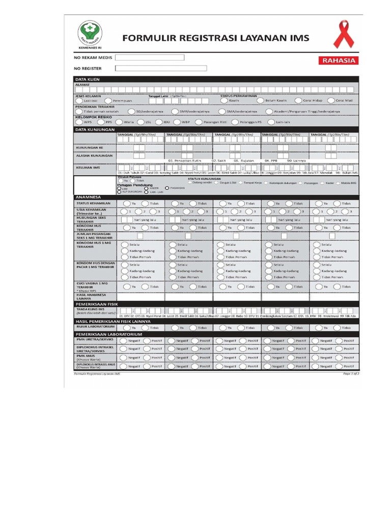 Formulir Layanan Hiv Dan Ims | PDF