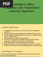 Menu Engineering Chapter 1 | PDF | Menu | Food And Drink Preparation