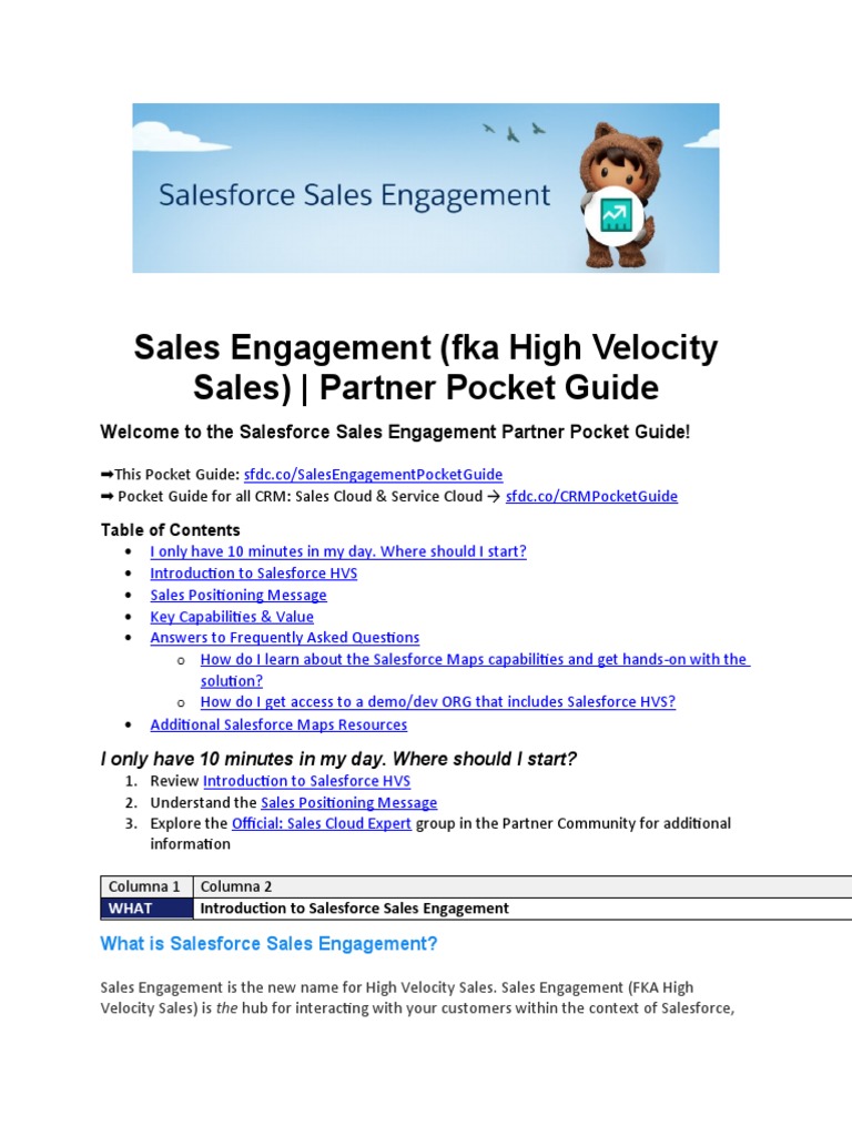 Sales Engagement (Fka High Velocity Sales) - Partner Pocket Guide | PDF ...