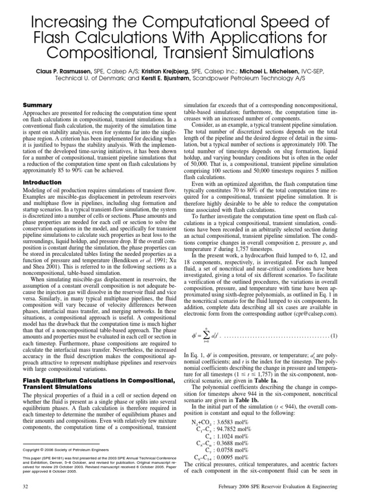 Increasing The Computational Speed of Flash Calculations With Applications For Compositional ...
