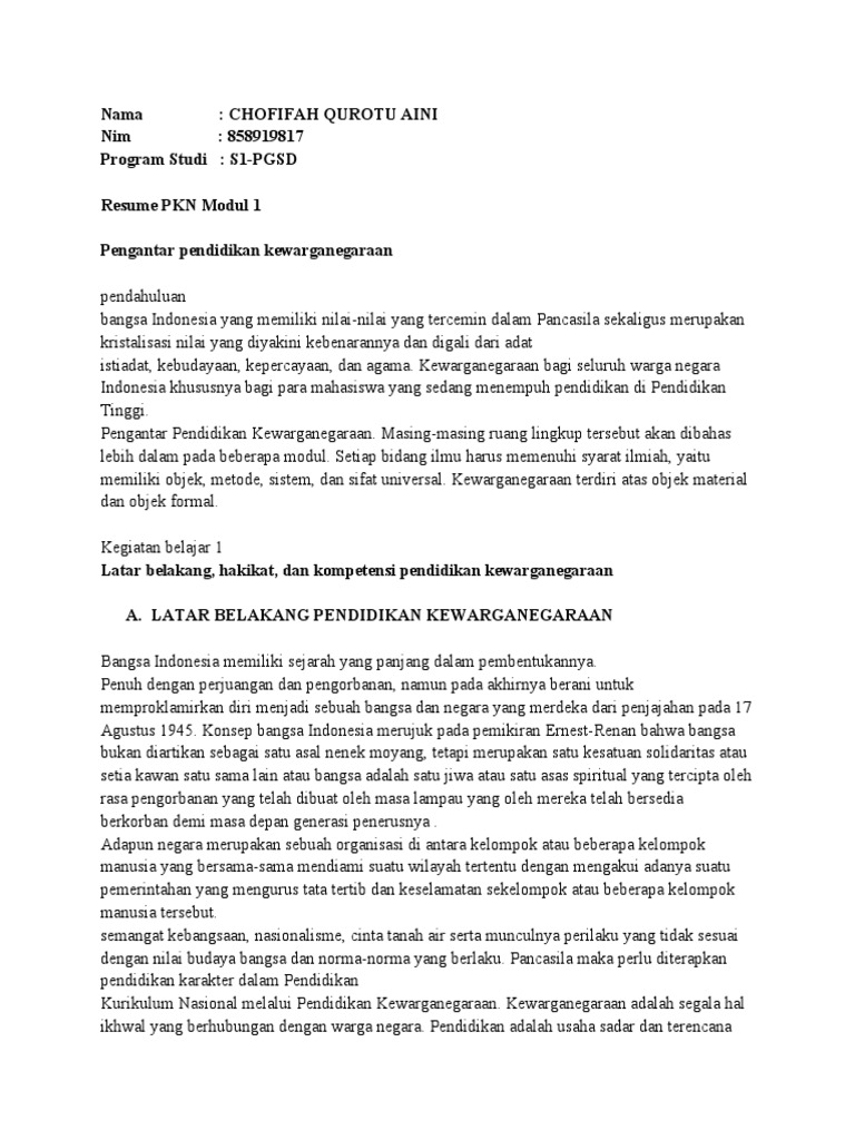 Meresume PKN Modul 1 | PDF