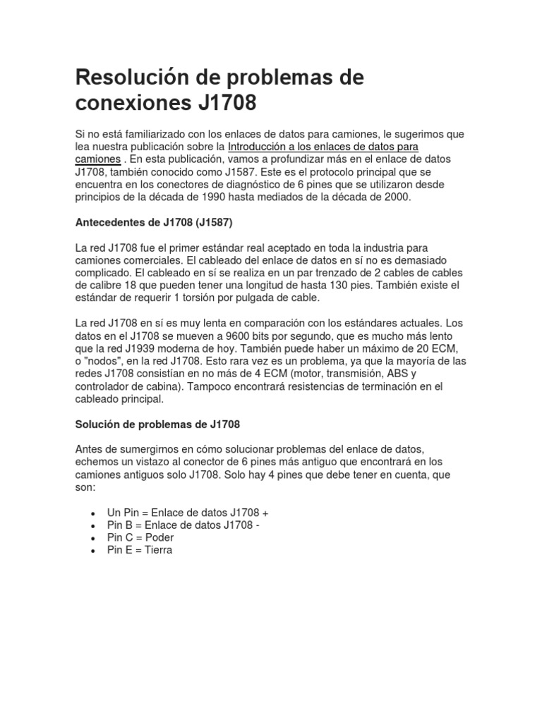 Resolución de Problemas de Conexiones J1708 Y J1939 | PDF | Soporte ...