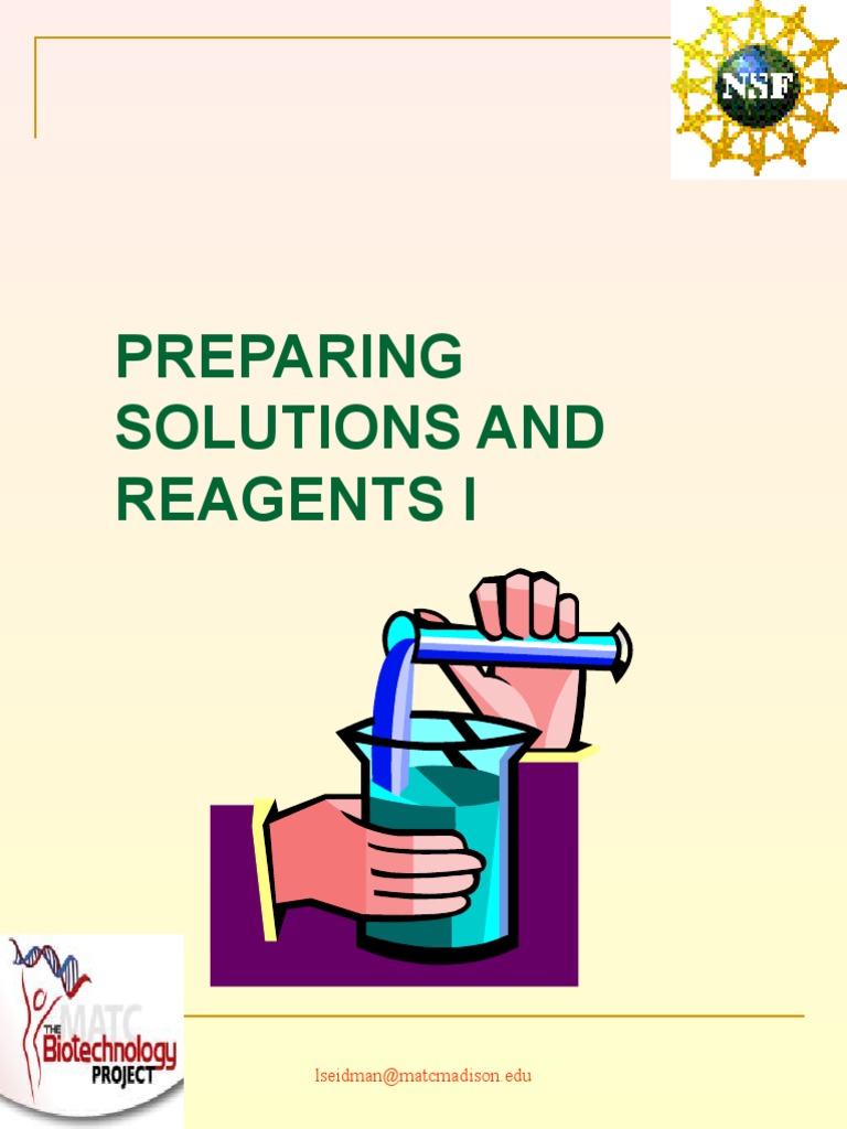 Preparing Solutions and Reagents I: Lseidman@matcmadison - Edu ...