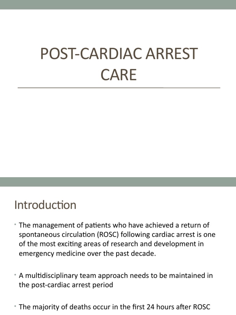 Post-Cardiac Arrest Care Protocols | PDF | Hypothermia | Cardiac Arrest
