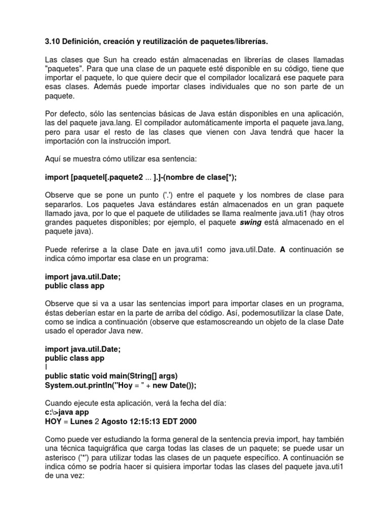 Clases Predefinidas | PDF | Java (lenguaje de programación) | Constructor (Programación ...