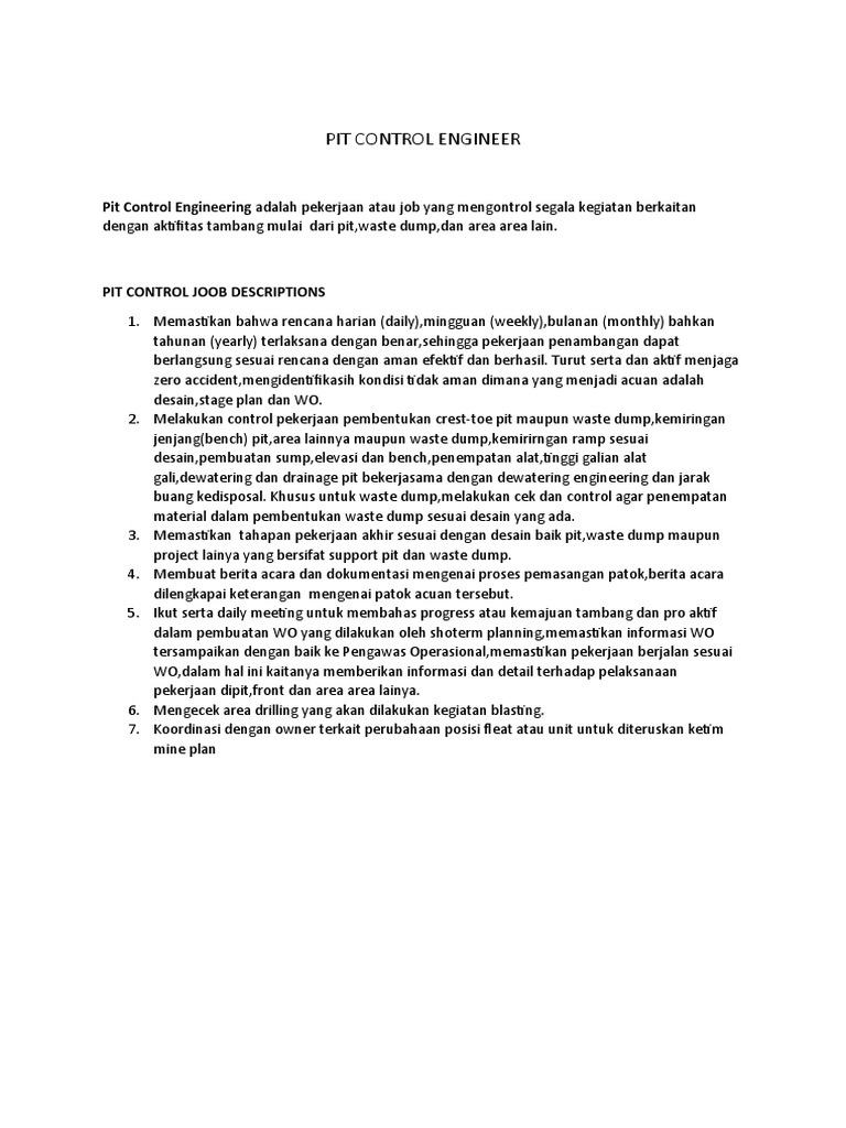 Laporan Pit Control Dan Drillblast | PDF