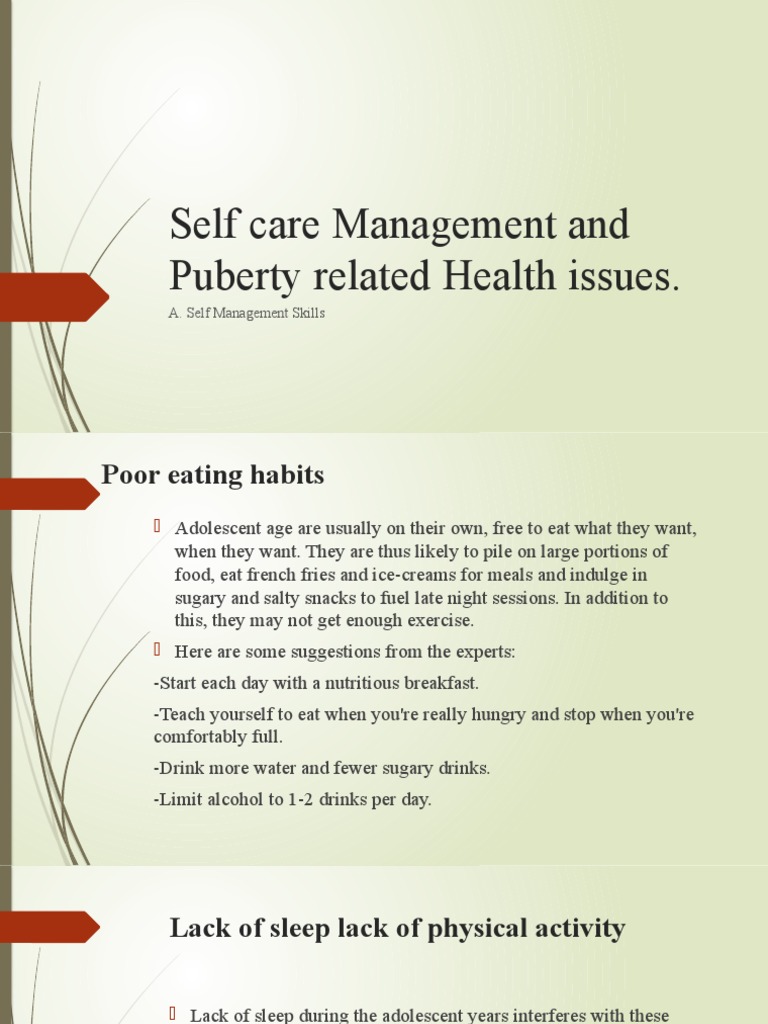 Self Care Management and Puberty Health Issues | PDF | Adolescence ...