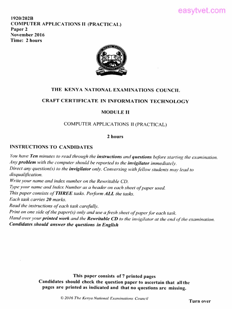 Computer Application 2 Practical 2016nov | PDF