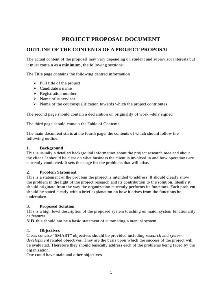 Project Proposal Document: Outline of The Contents of A Project Proposal | PDF | Cognition ...