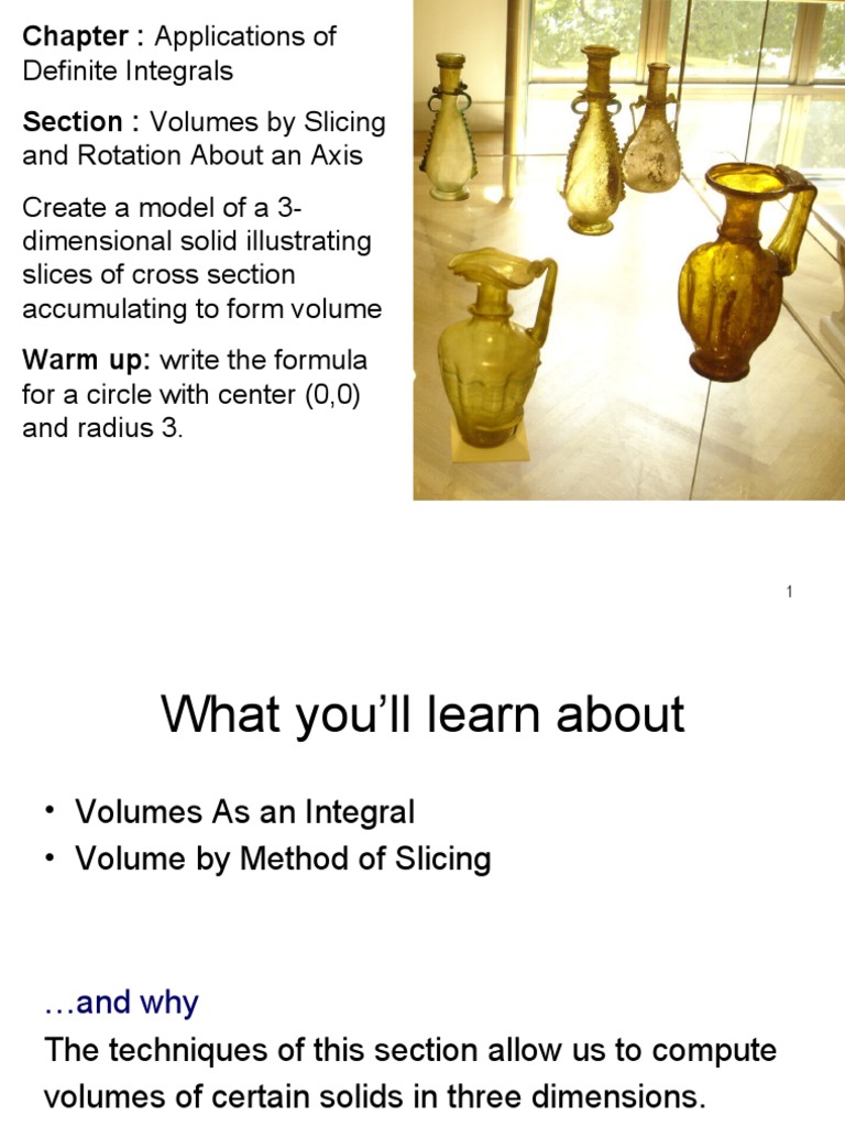 Volumes by Slicing and Rotation About An Axis | PDF | Volume | Area