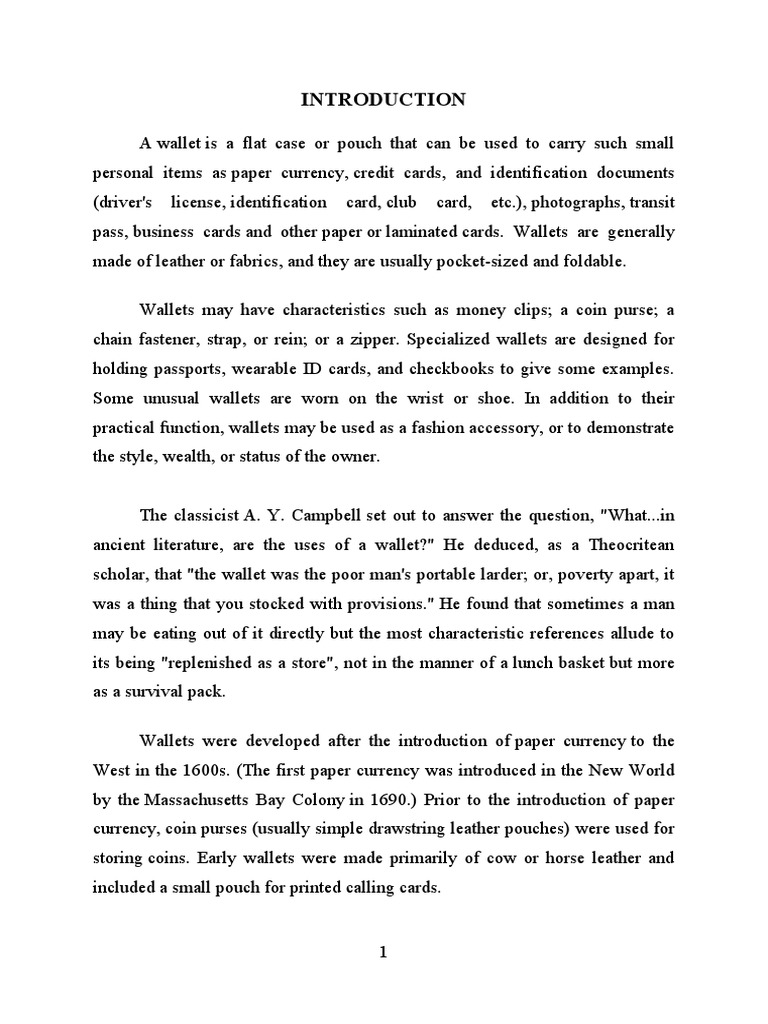 History and Evolution of Wallets | PDF