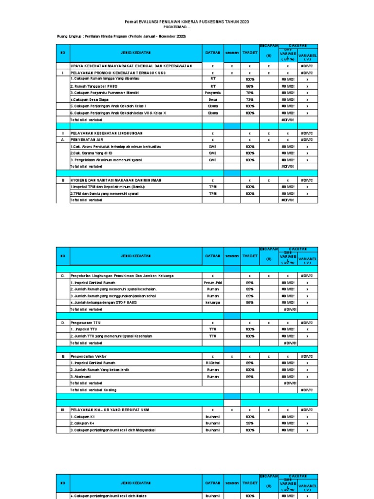 Format Penilaian Kinerja Program 2020 | PDF