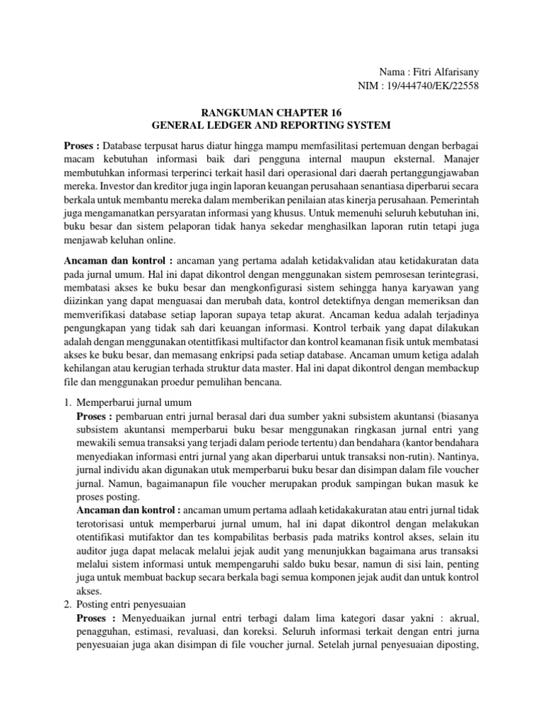 Rangkuman Chapter 16 Sistem Informasi Akuntansi | PDF