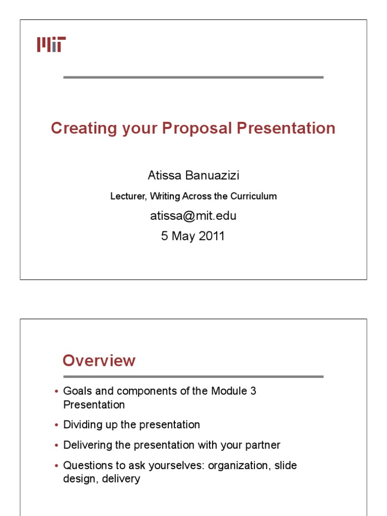 Creating Your Proposal Presentation: Atissa Banuazizi Atissa@mit - Edu ...