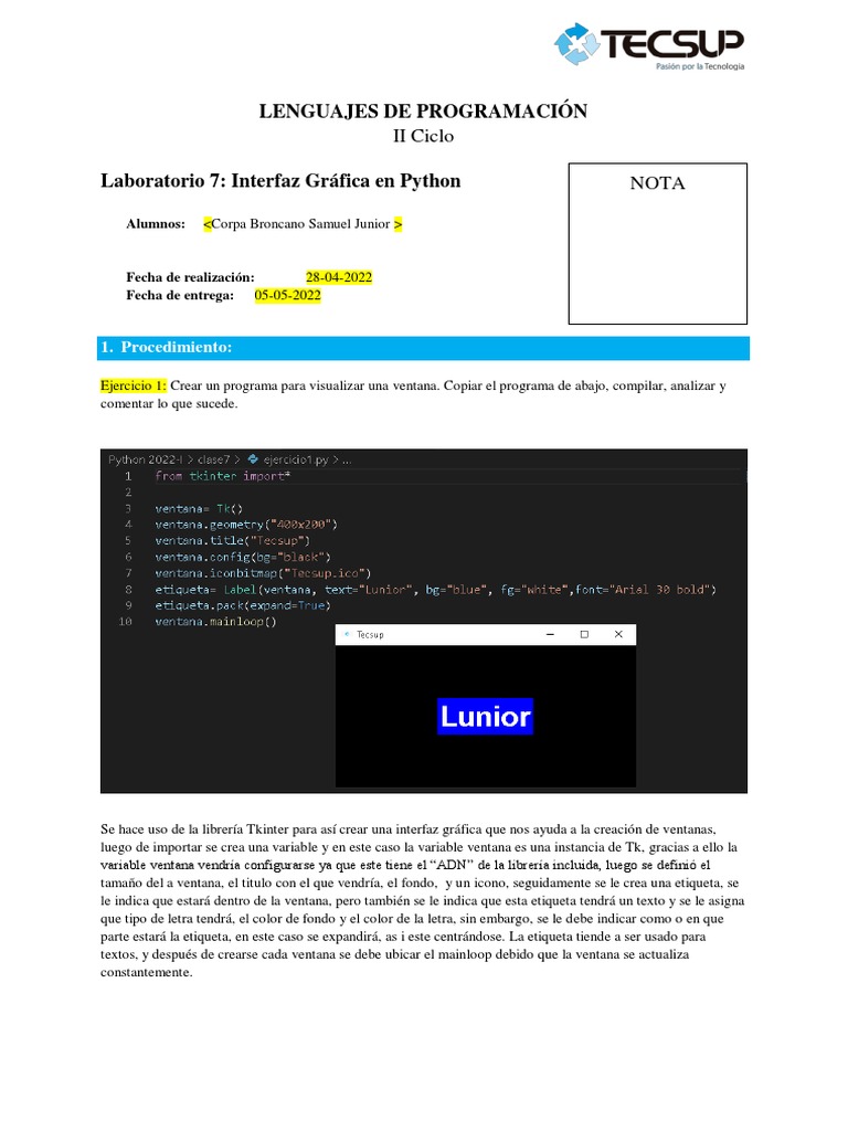 Crear Interfaz Gráfica en Python | PDF | Ventana (informática) | Python ...