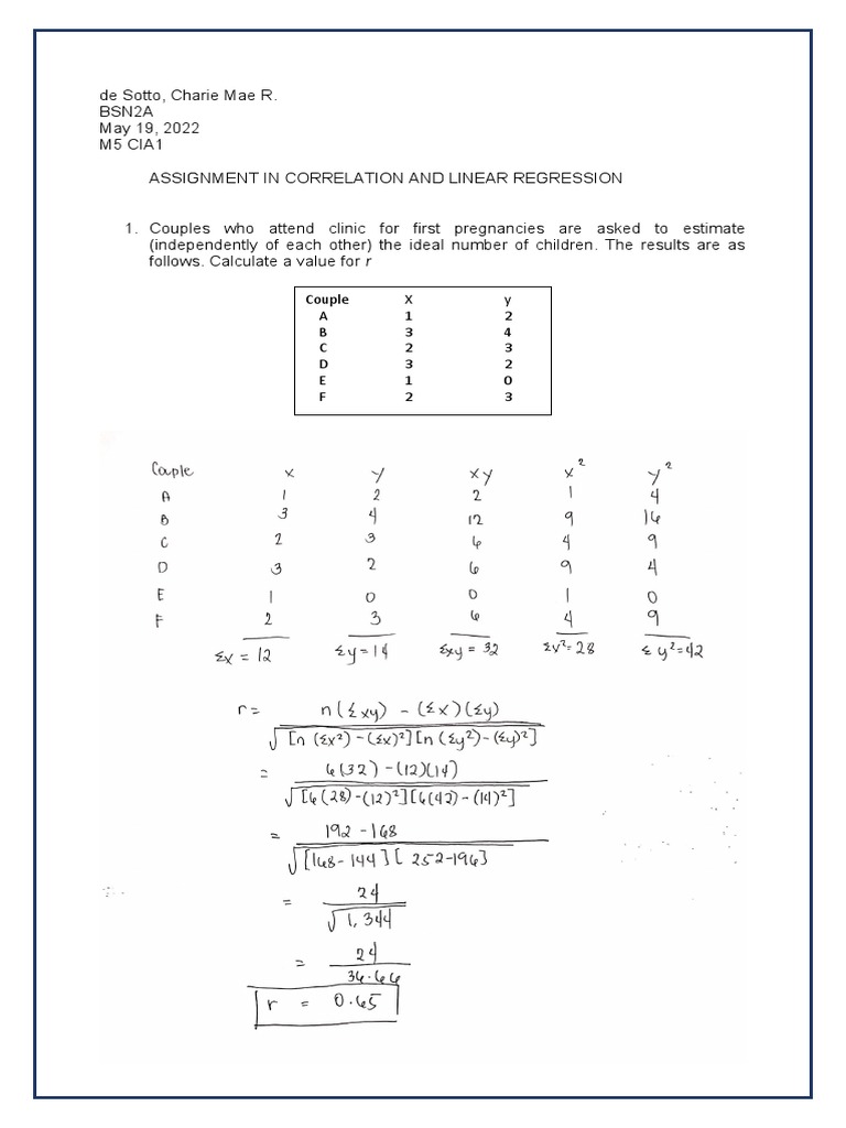 Assignment In Correlation Pdf