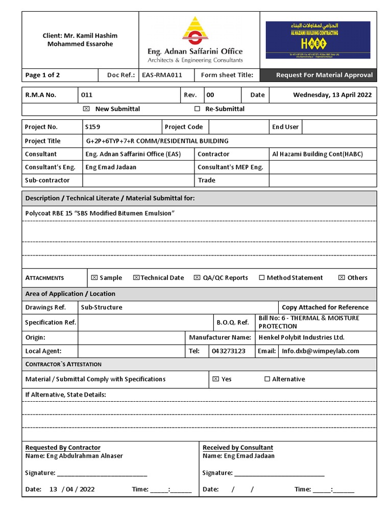 011 - Request of Material Approval | PDF | Economic Sectors